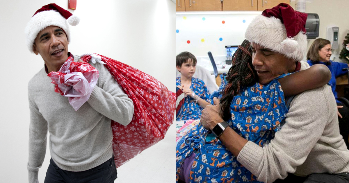 Barack Obama plays Santa at Washington children's hospital ...
